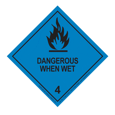 Hazard Class 4.3 - Dangerous When Wet Label - 100mm | Cargo Labels Ltd
